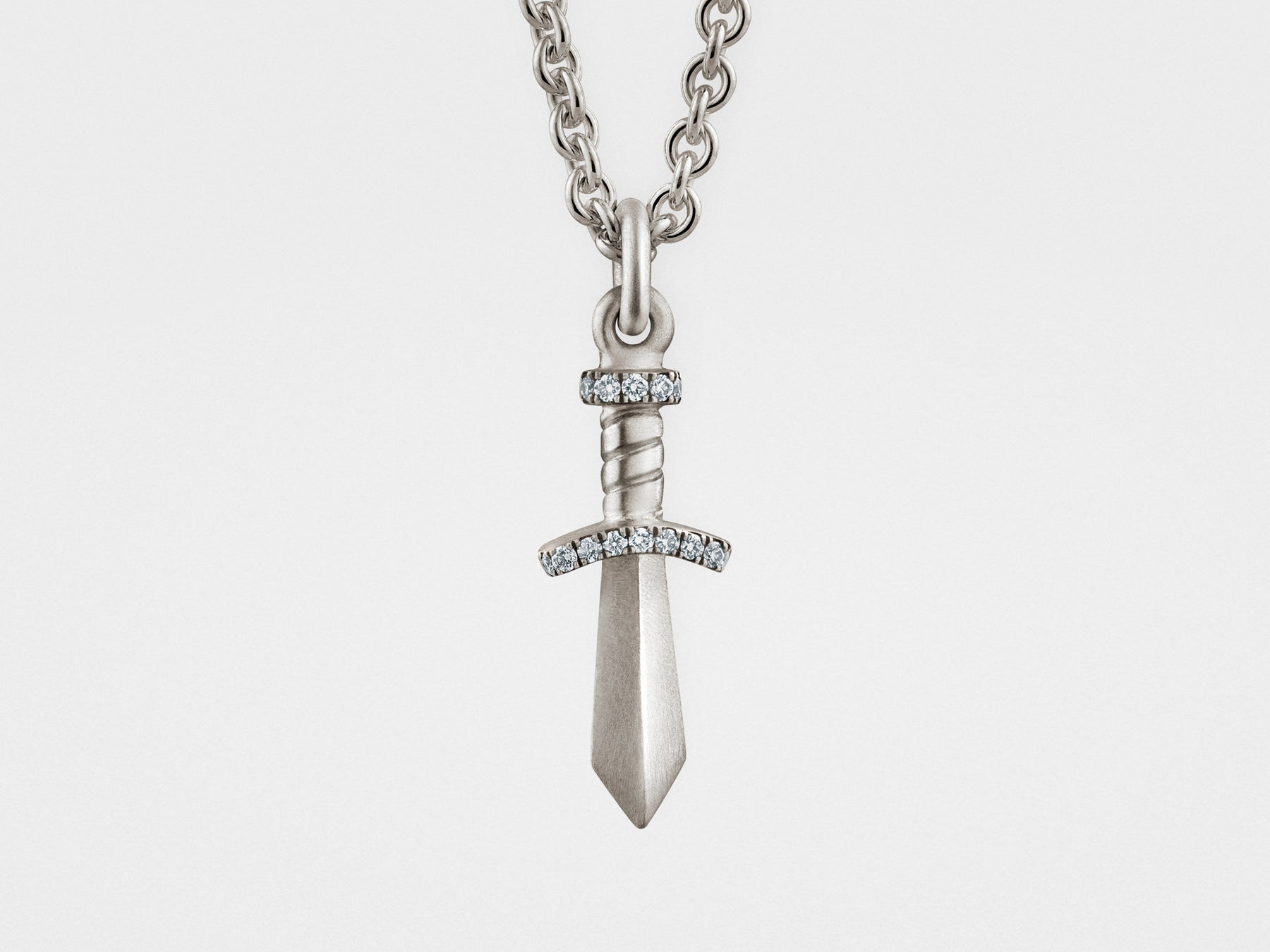 Gladiator Sword Pendant in Silver with Diamonds – Snake Bones