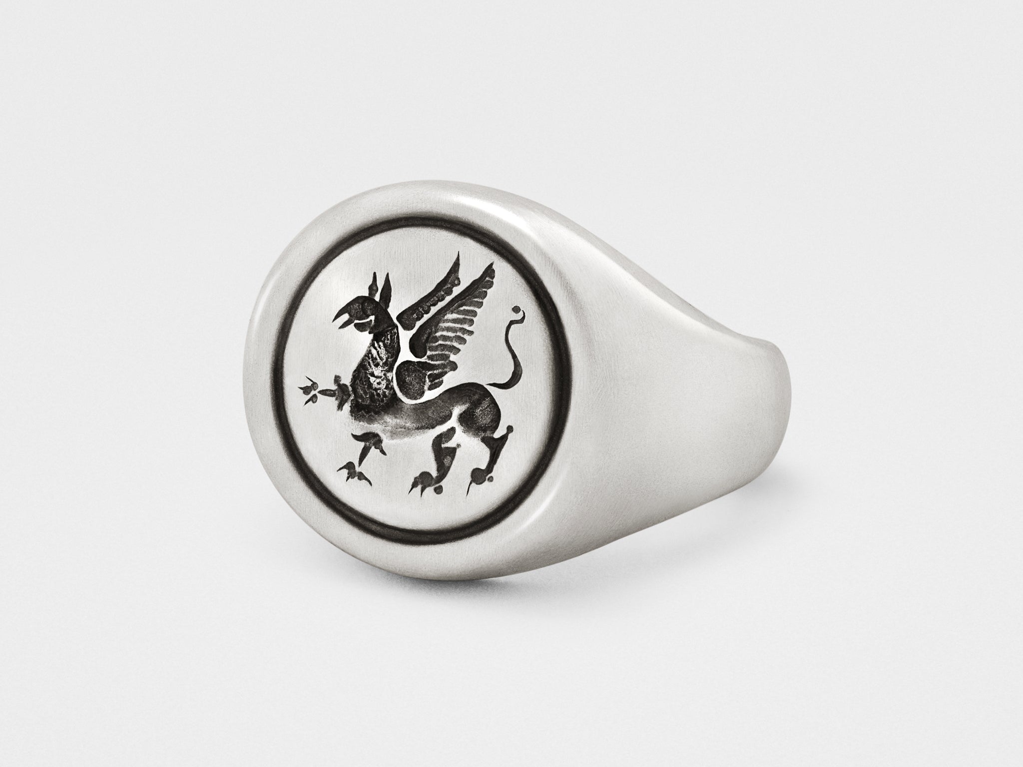 Griffin Signet Ring in Sterling Silver – Snake Bones