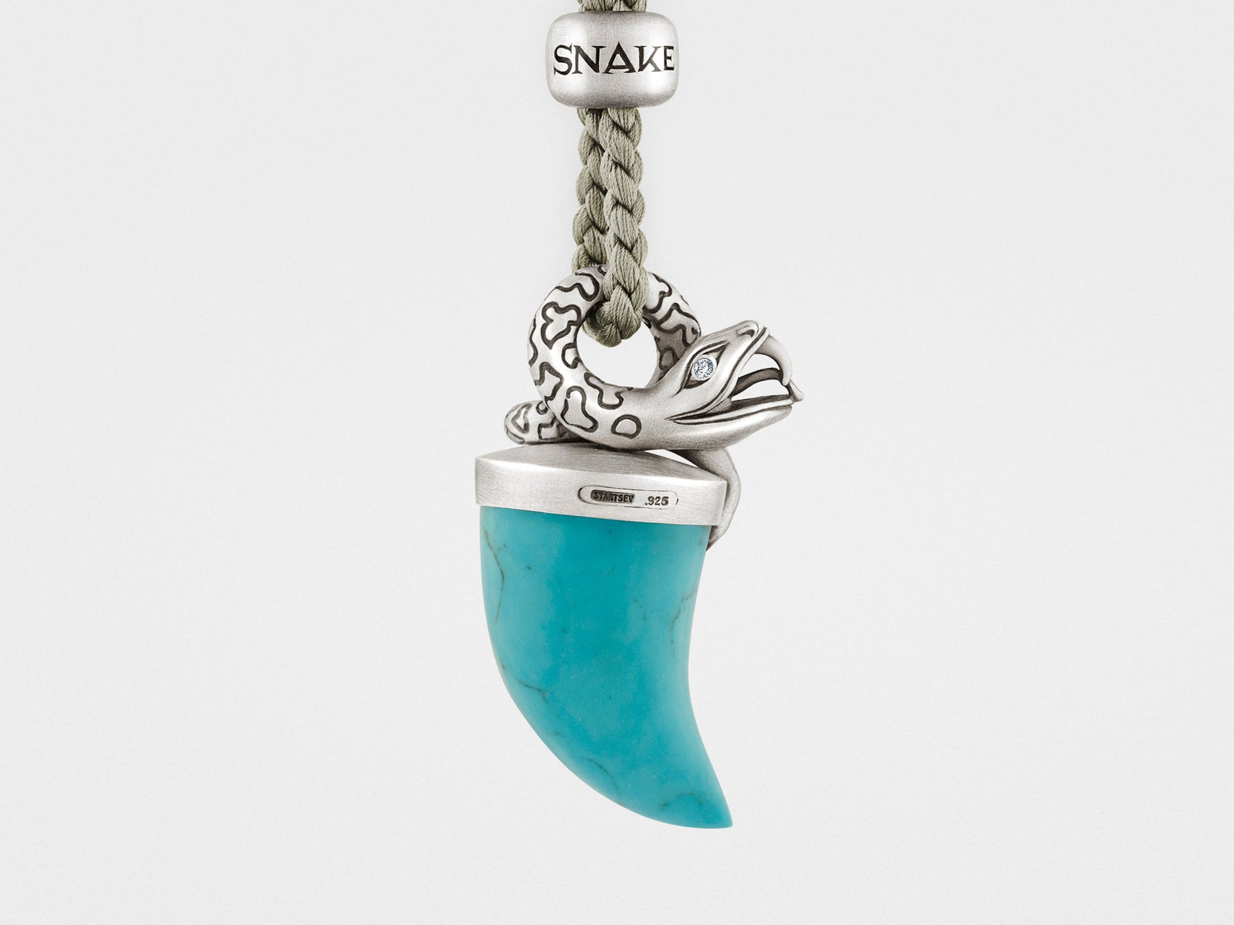 Snake Pendant Necklace with Turquoise Tusk – Snake Bones