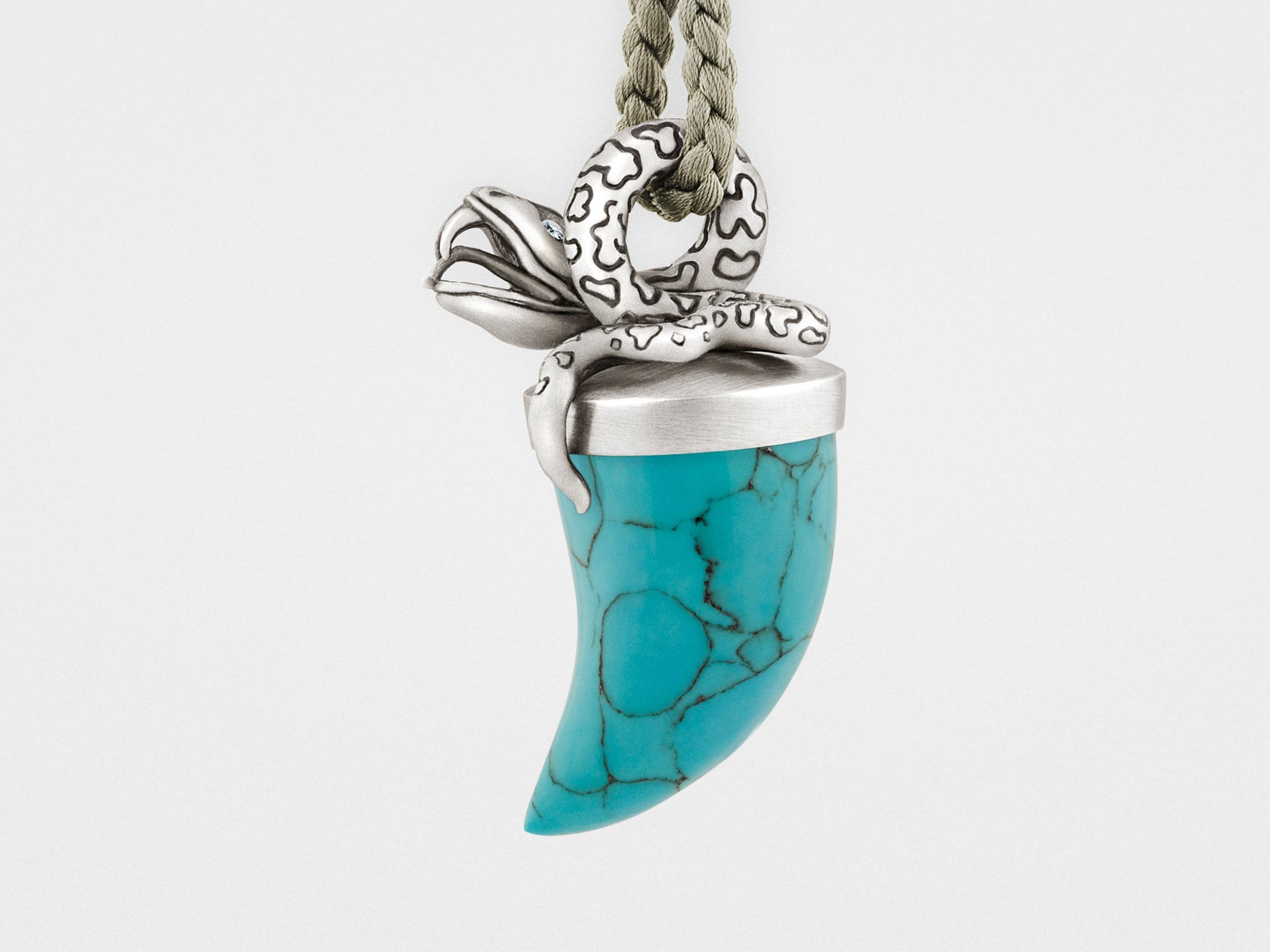 Snake Pendant Necklace with Turquoise Tusk – Snake Bones