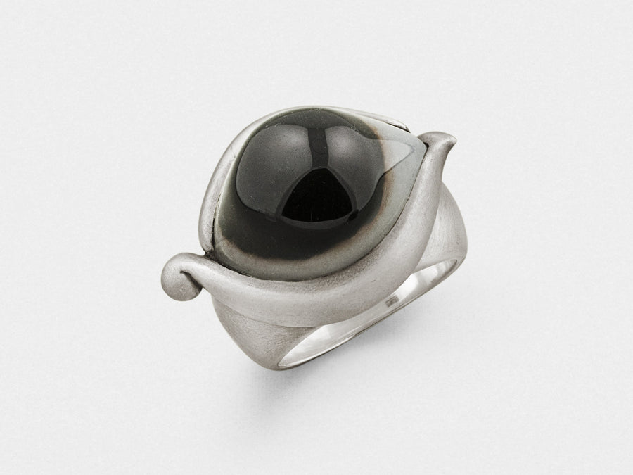 Eye Ring in Sterling Silver with Indian Agate – Snake Bones